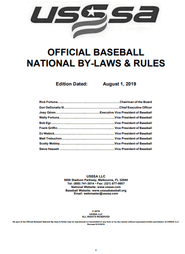 USSSA Official Baseball National By-Laws & Rules - Baseball Rules Academy