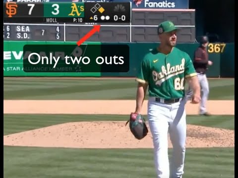 Oakland A's leave the field after two outs. Two Out Inning! They even ...