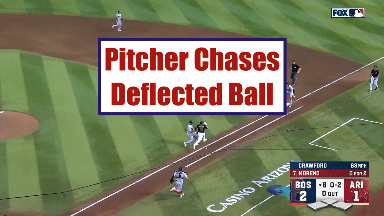 Pitcher Chases Deflected Ball - Baseball Rules Academy